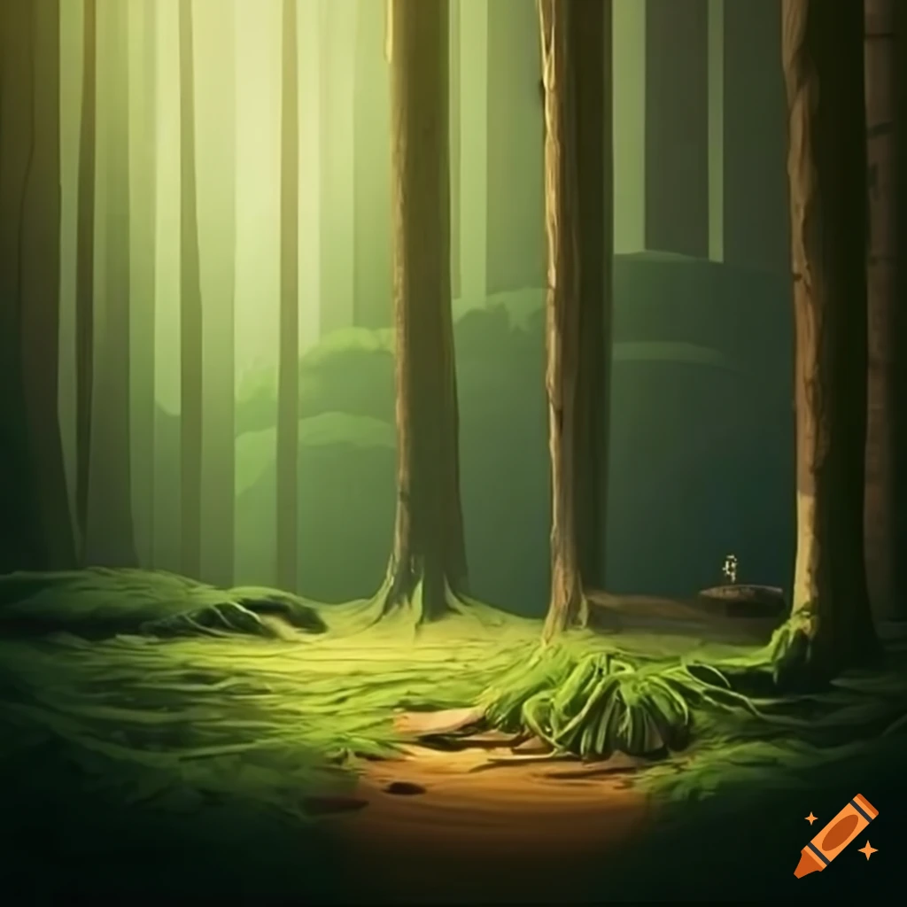 Forest-themed room interior on Craiyon