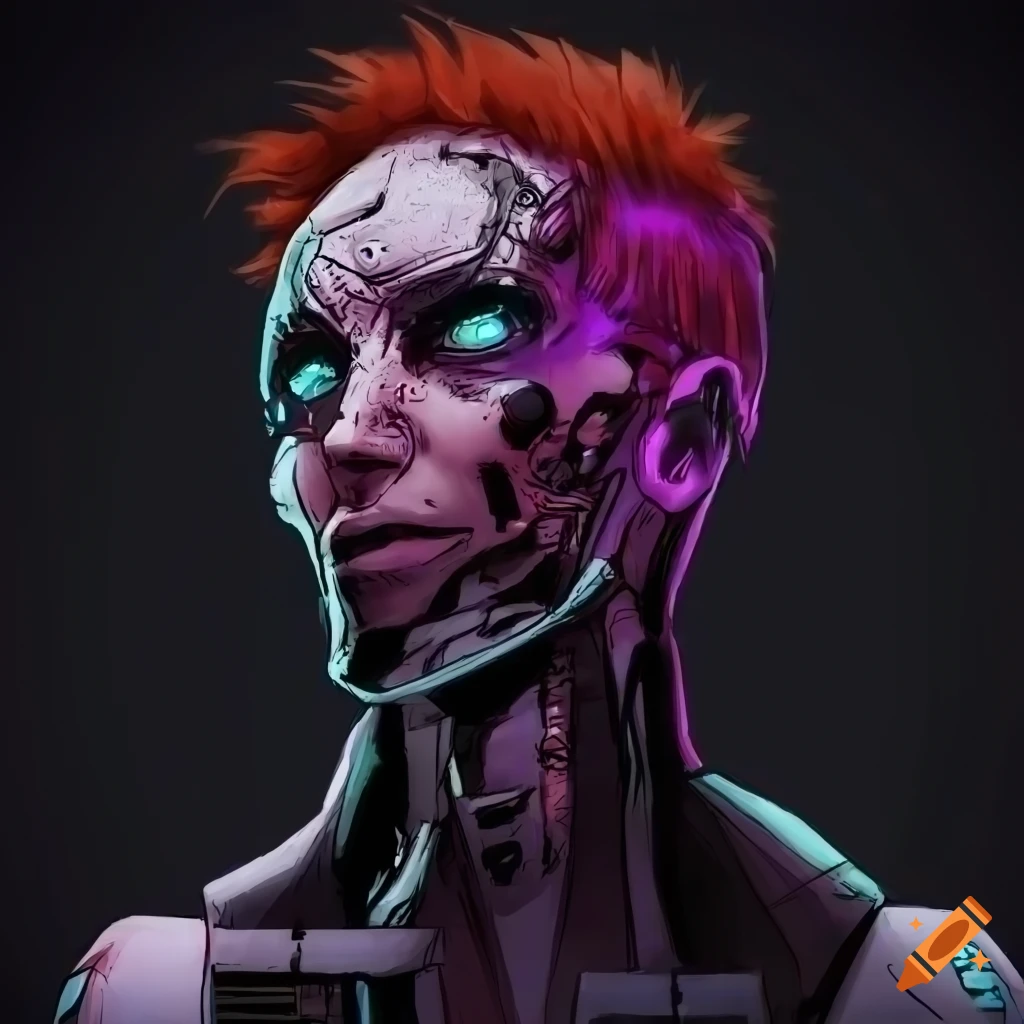 Cyberpunk humanoid rock n roll musician in manga style on Craiyon