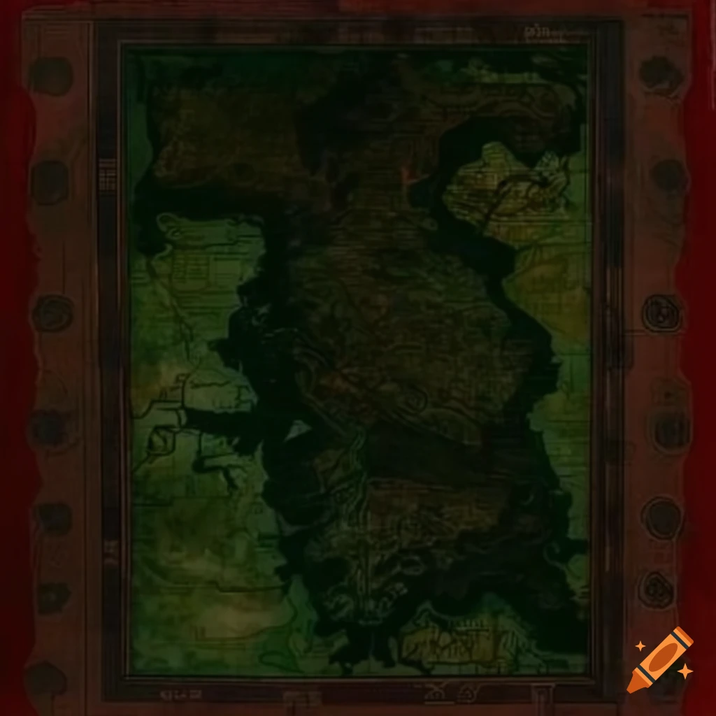 Detailed road map of a fictional country on Craiyon