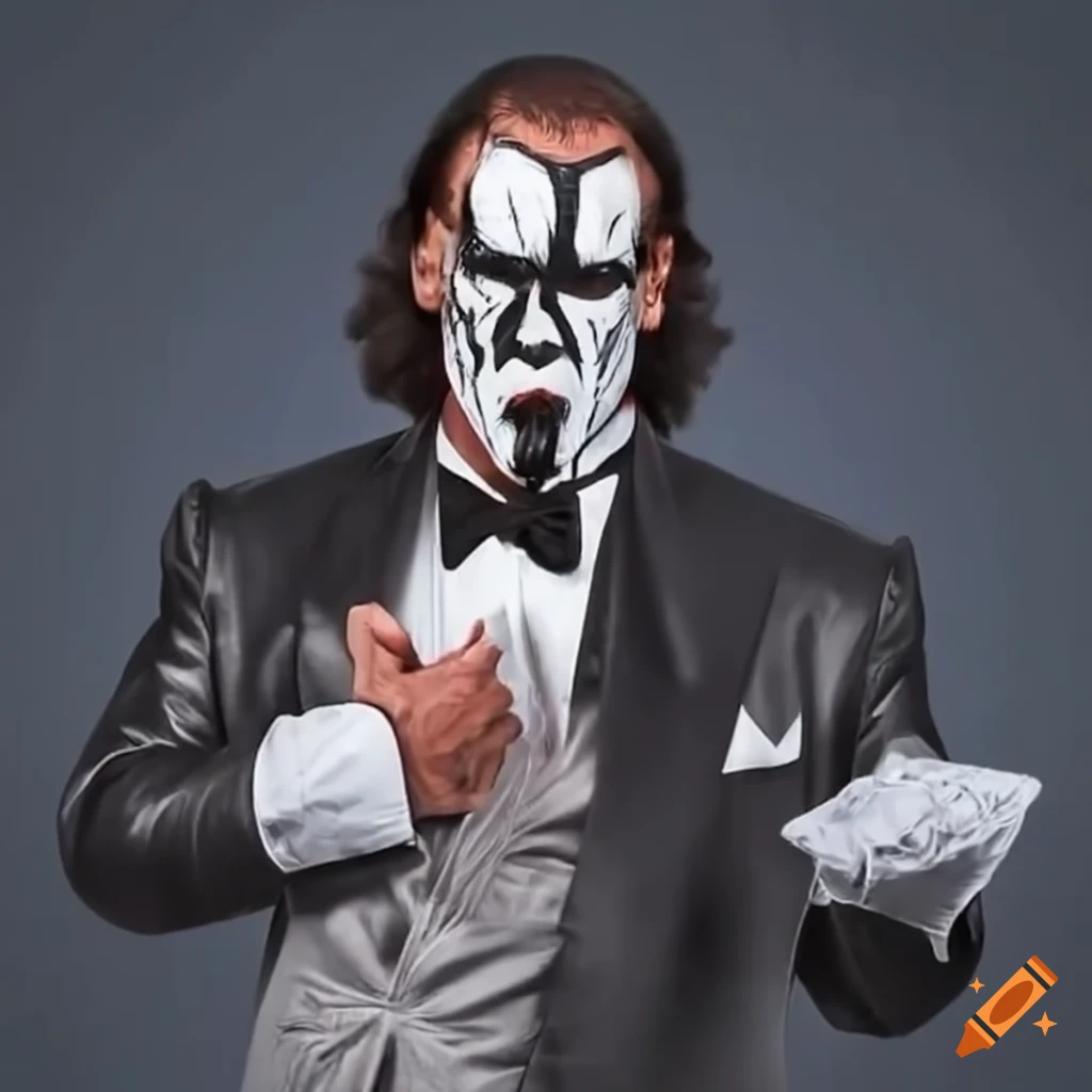 Professional wrestler sting in a waiter's uniform on Craiyon