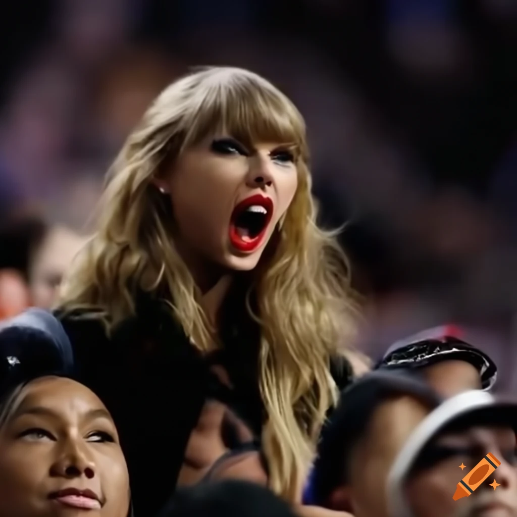 Taylor Swift sleeping in a black top amidst a crowd at the Super Bowl ...