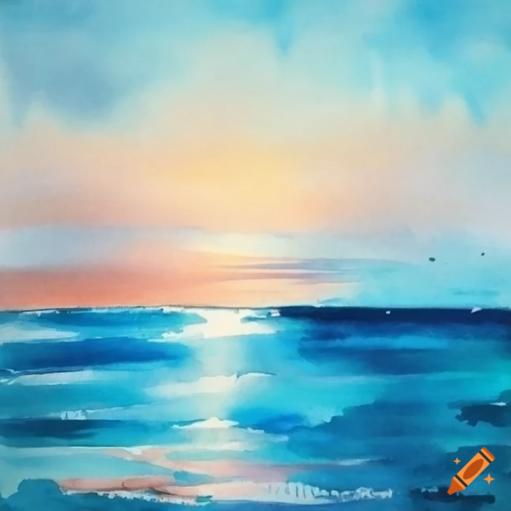Seascape watercolor painting on Craiyon