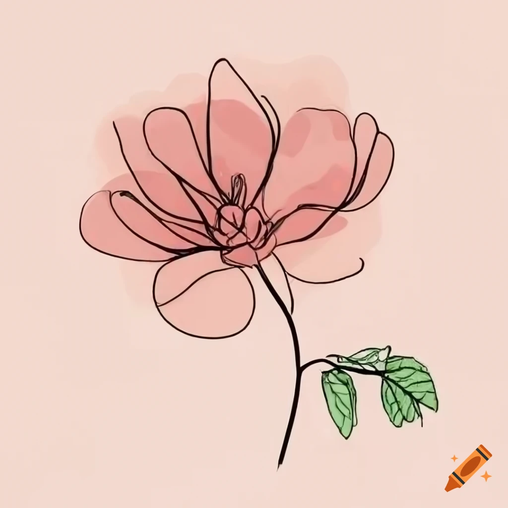 Modern botanical line art flower illustration on Craiyon