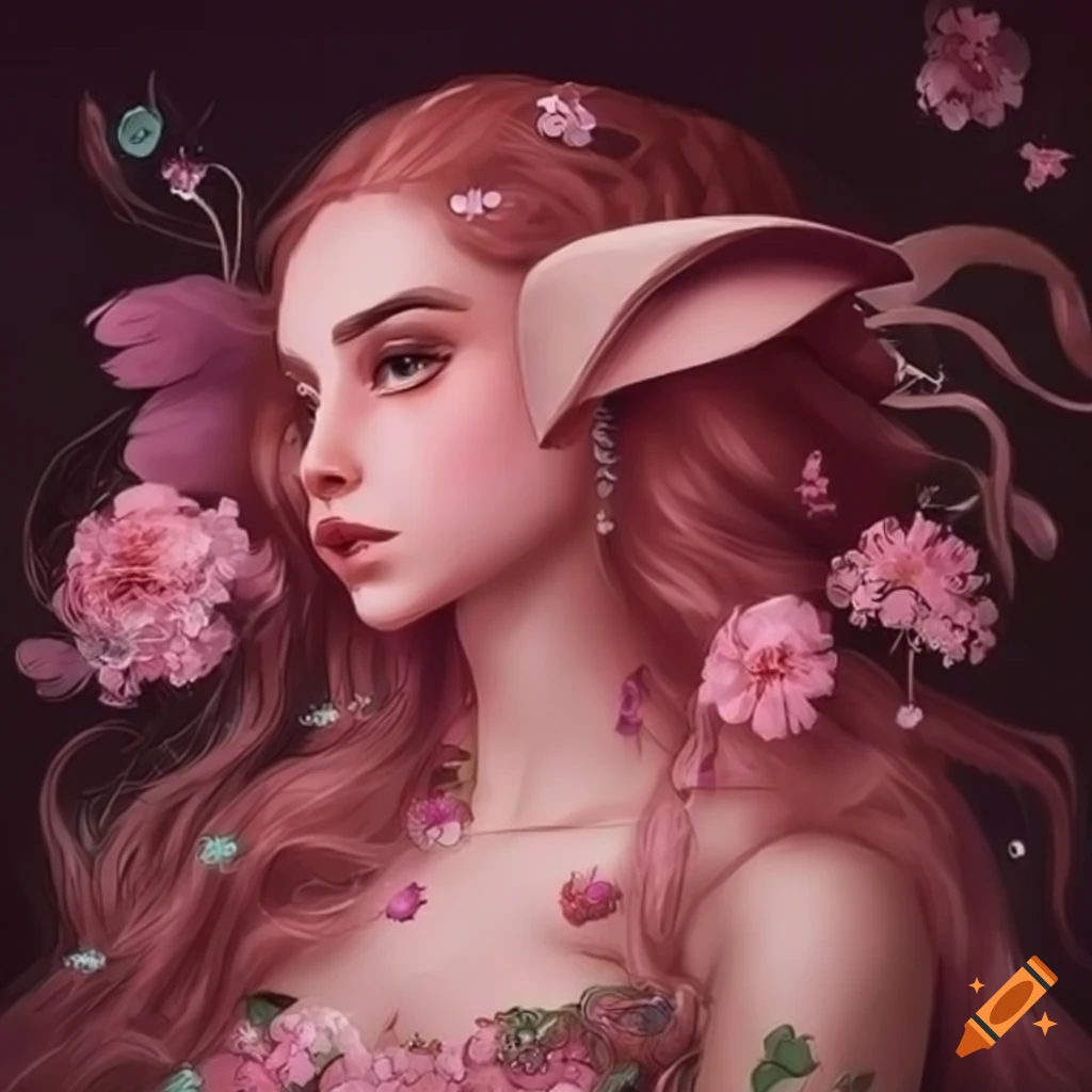 Cottage core fae centaur with a floral pink aesthetic on Craiyon