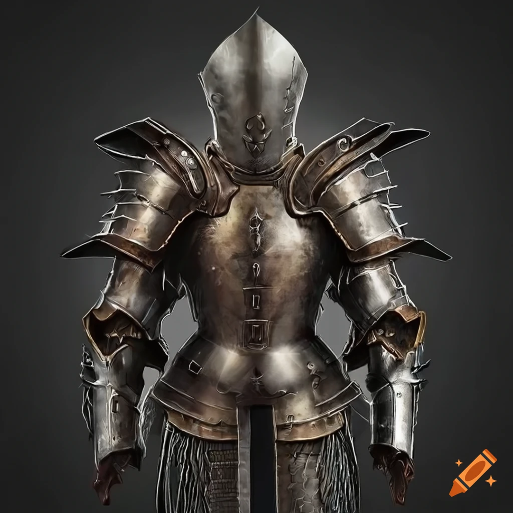 Intricate and detailed fantasy metal armor design from multiple angles ...
