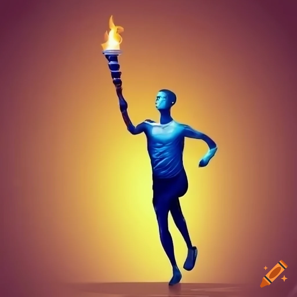 Runner athlete with small olympic torch on Craiyon