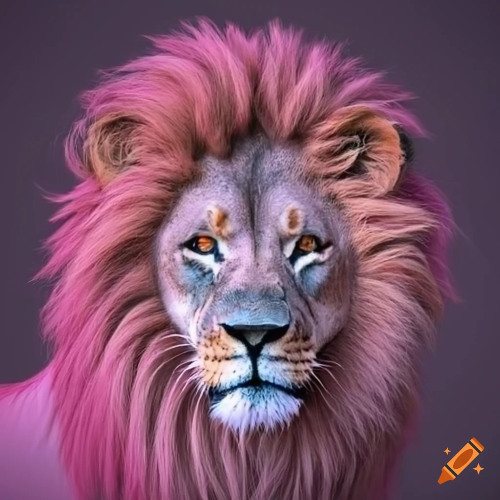 Pink lion head on a pink background on Craiyon