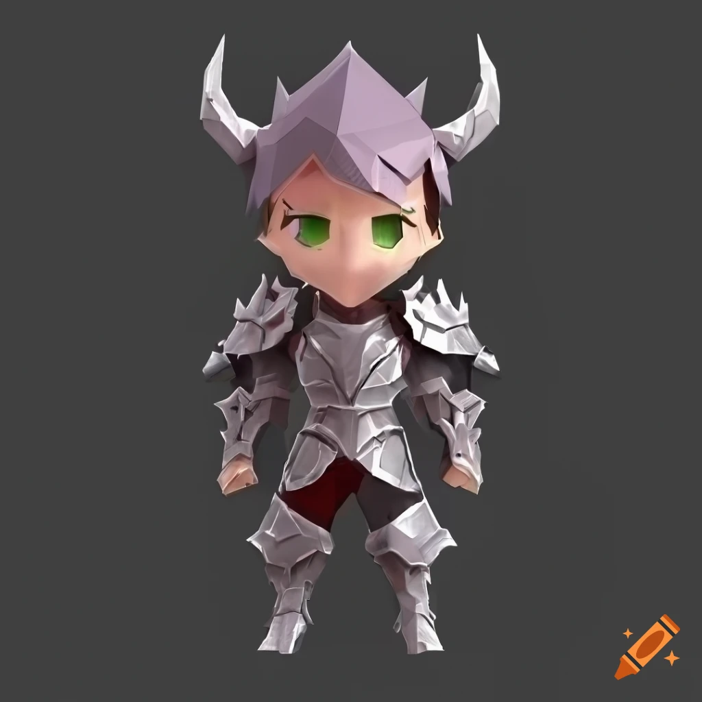Male demon armor low poly cute 3D model in chibi style on Craiyon