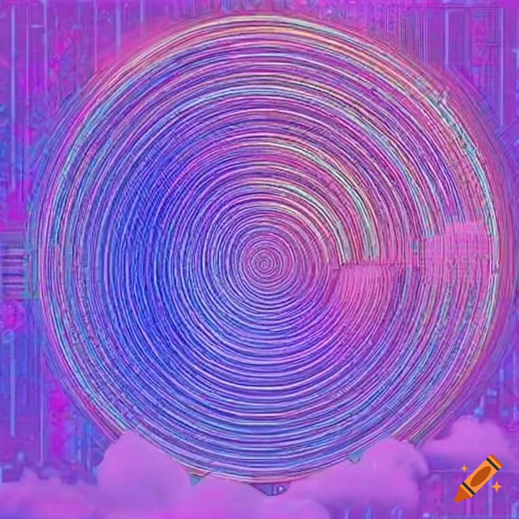 Circular vaporwave pattern with virtual bricks and pastel colors on Craiyon
