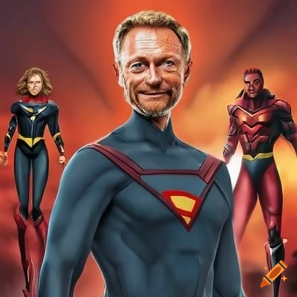 German politician Christian Lindner in a superhero pose on Craiyon