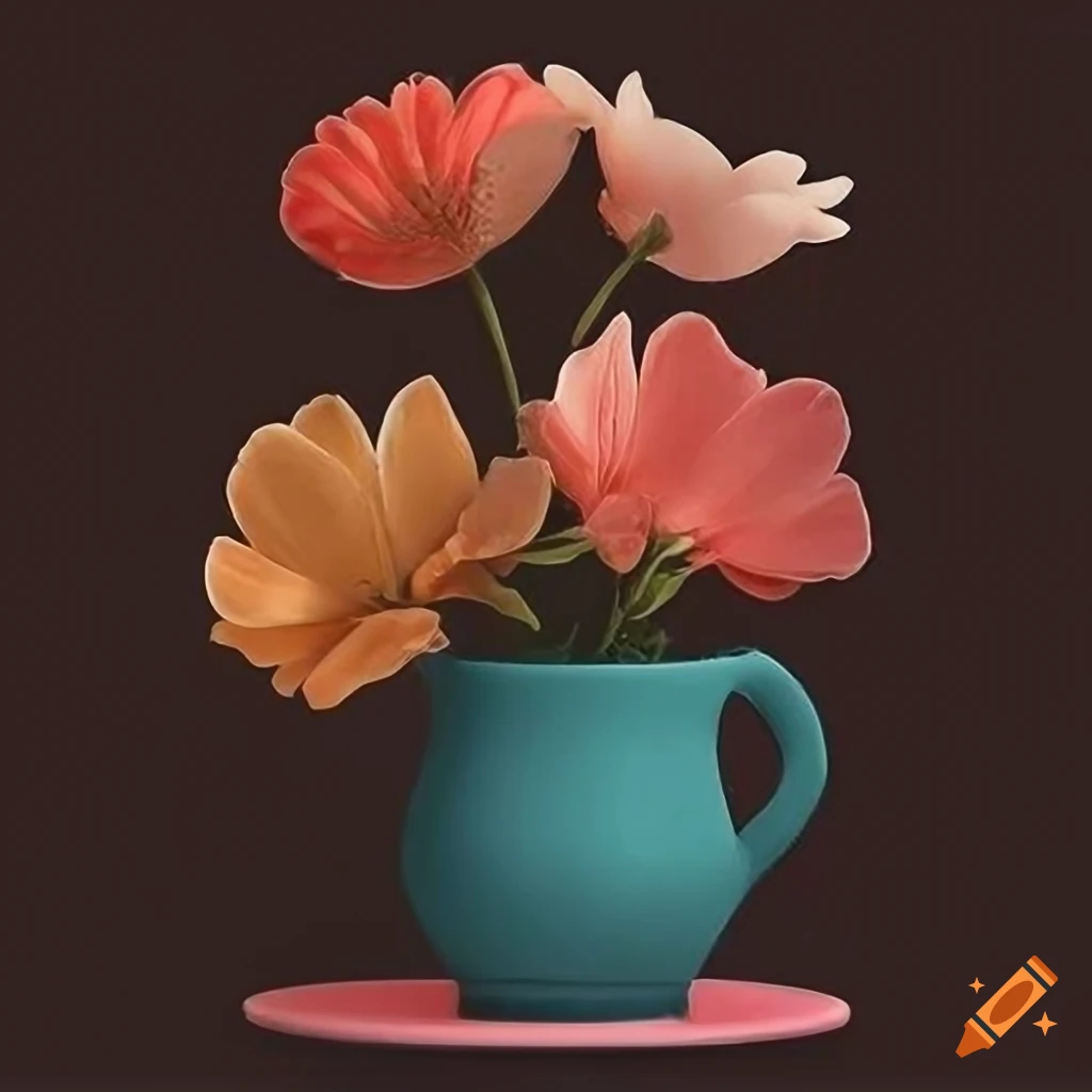 Collection of photorealistic flower stickers in colorful pots with soft ...