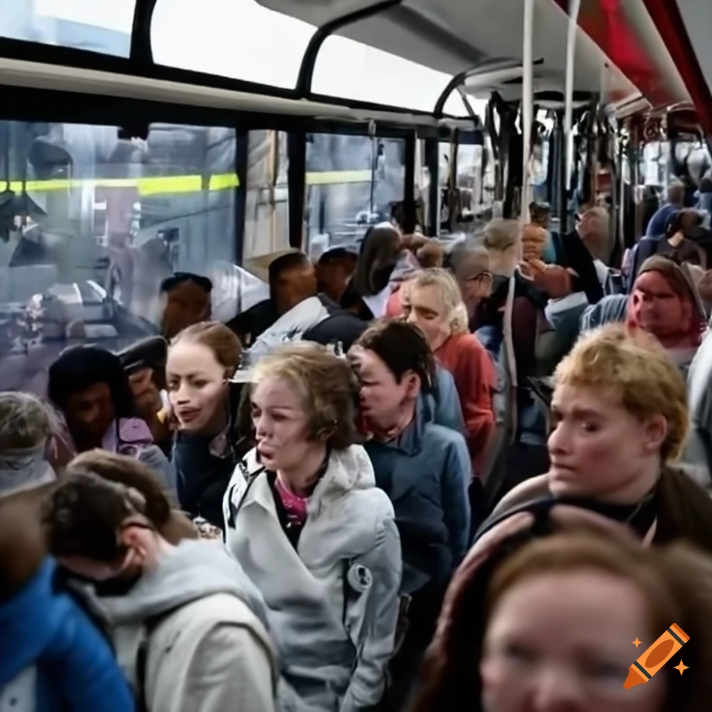 Crowded bus on Craiyon