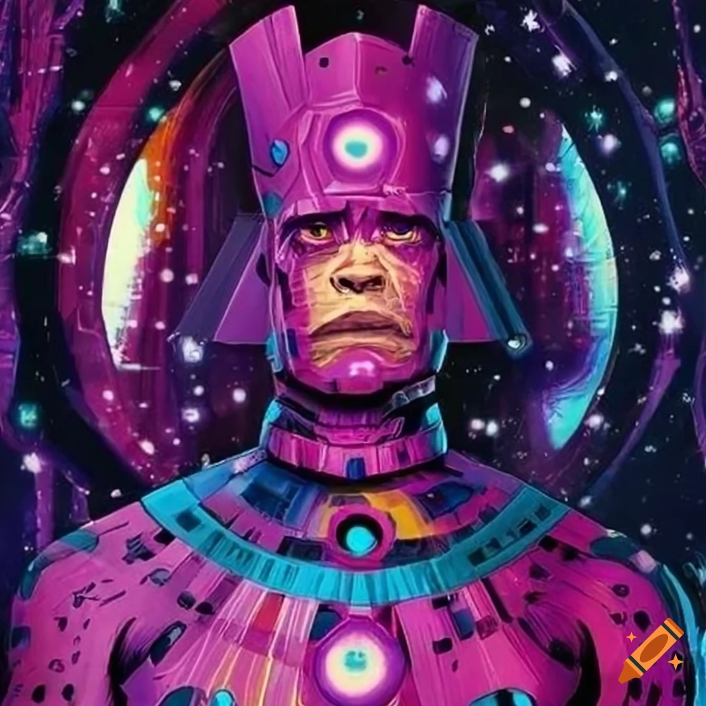 Galactus cosmic character with a colorful halo inspired by Frida Kahlo ...