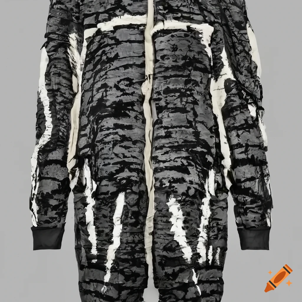 White and black birch tree texture street style tracksuit by Maison ...