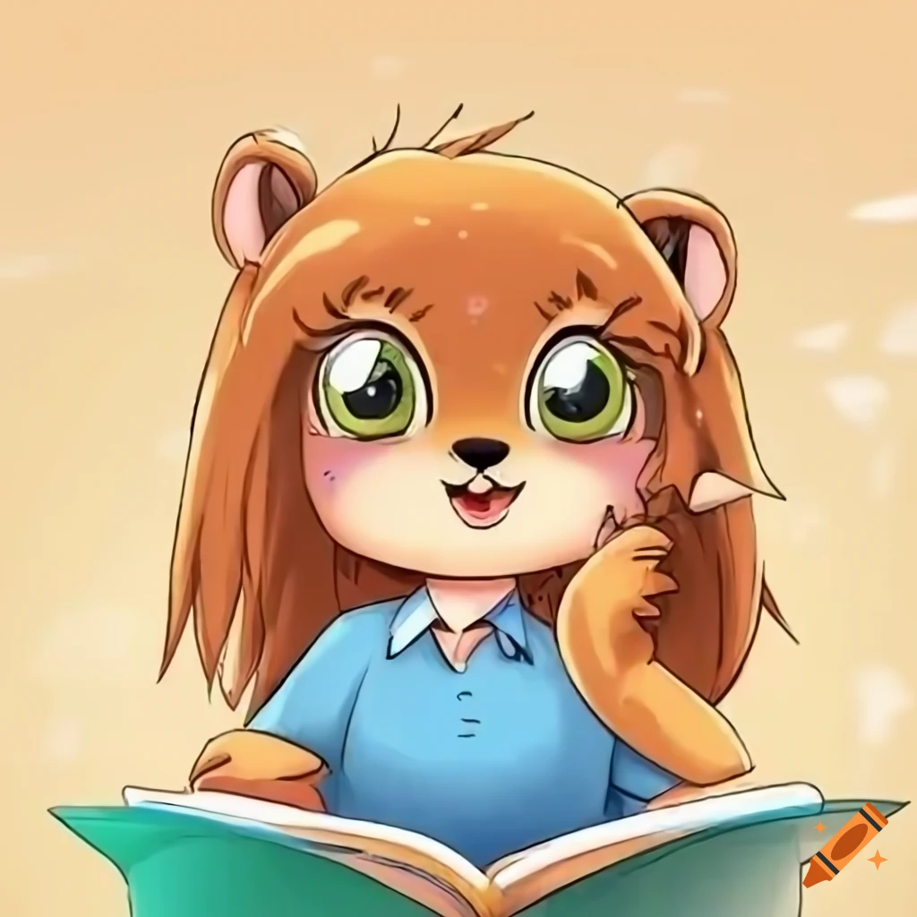 Cartoon of a wise squirrel teaching young students on Craiyon