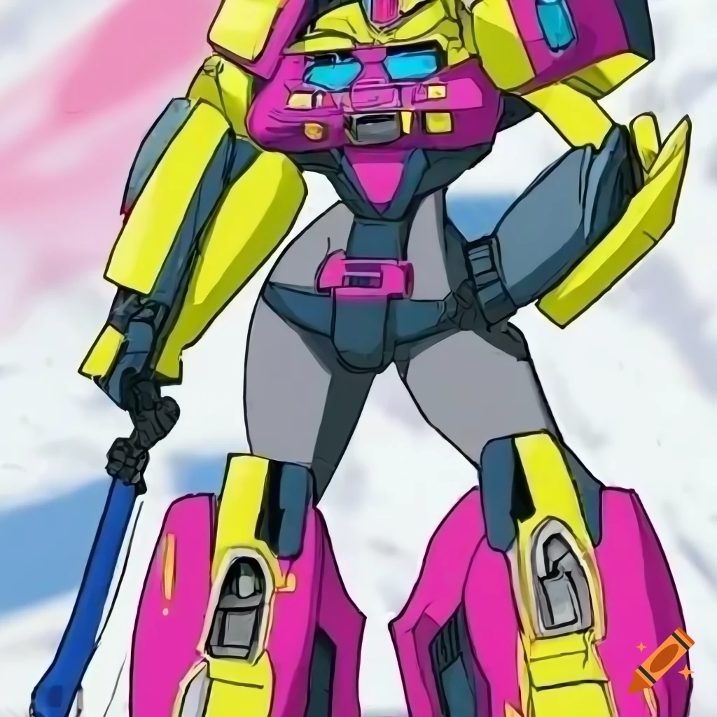 Original female transformers character in dynamic pose with pink and ...