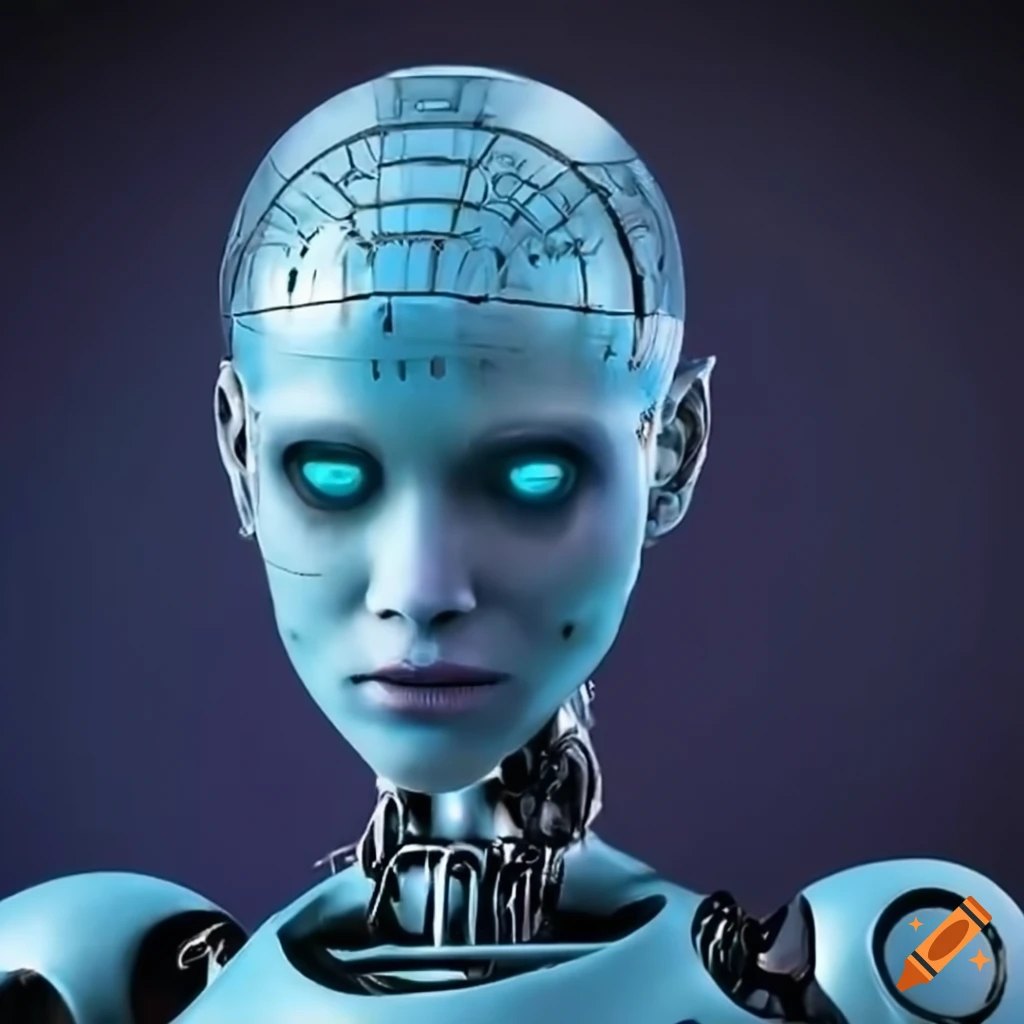 Sinister ai robot with glowing eyes on Craiyon