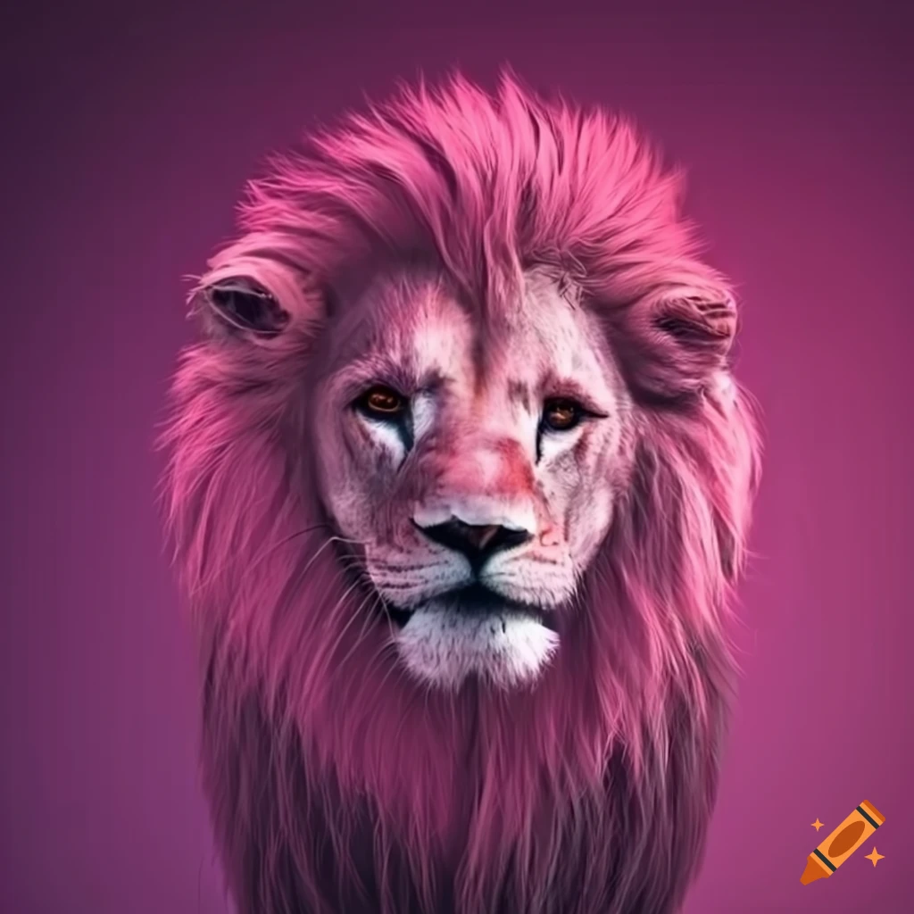 Pink lion head on a pink background on Craiyon