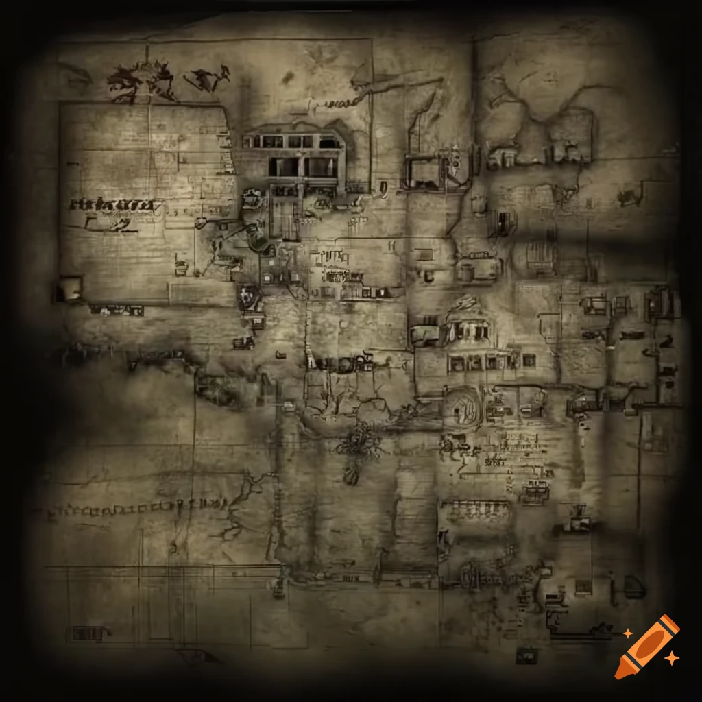 Detailed map of desolate wasteland inspired by fallout games on Craiyon