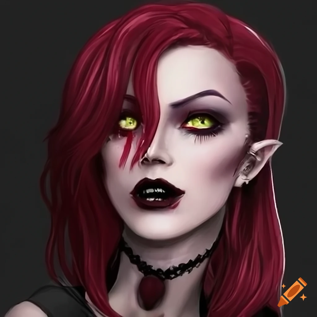 Mysterious female vampire character on Craiyon