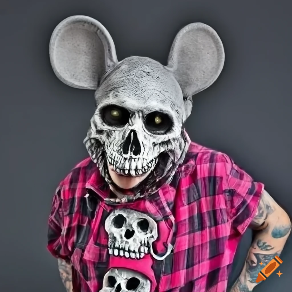 Punk rock mouse with a skull shirt on Craiyon