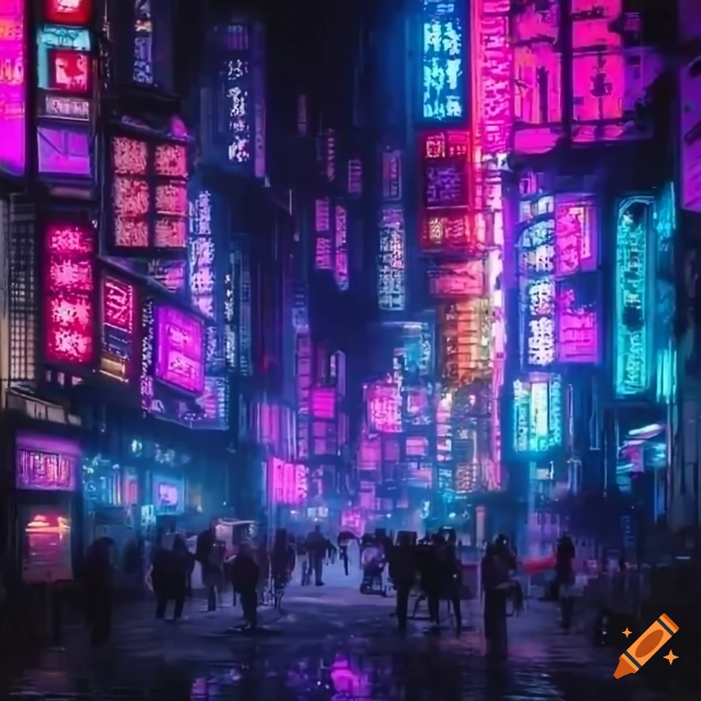 Chinese cyberpunk city with fuschia atmosphere and high-definition on ...