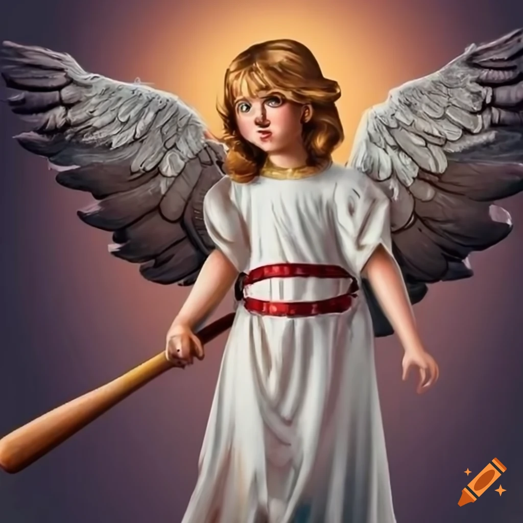 Angel holding a baseball bat on Craiyon