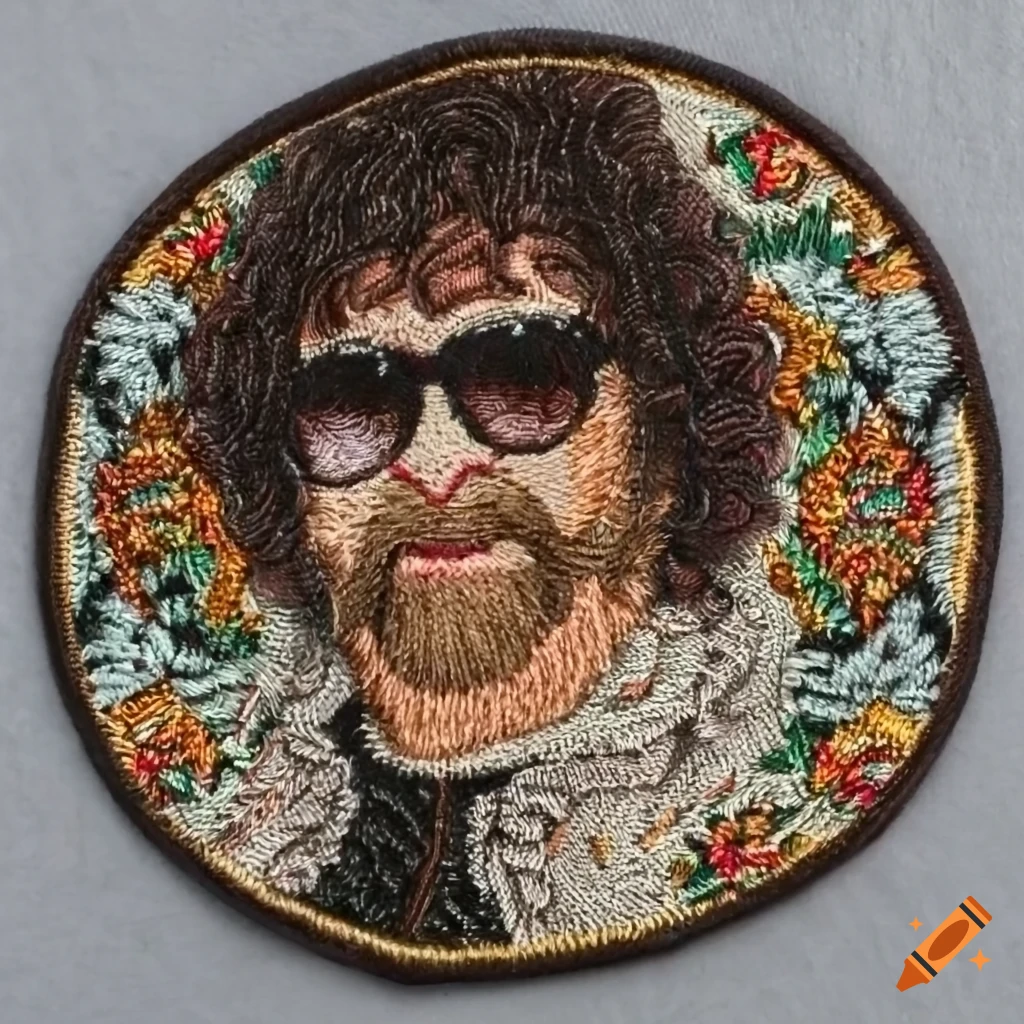 Vintage embroidery patch featuring a detailed portrait in Paisley ...