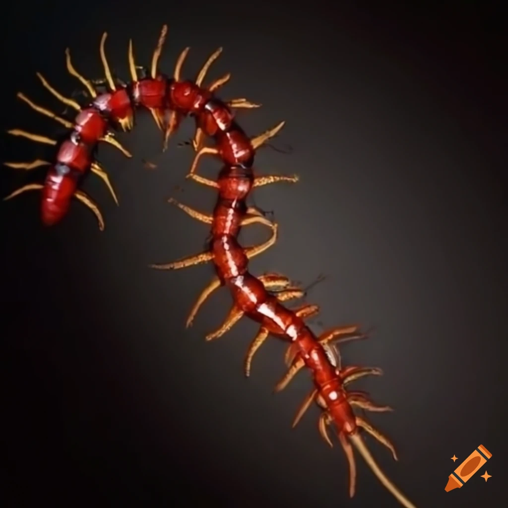 Bright centipede from an aerial view on Craiyon