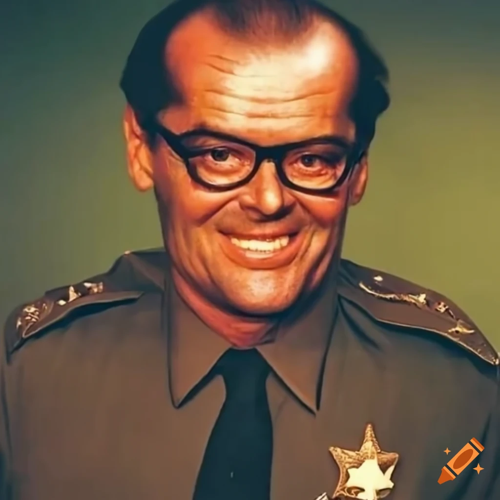 Actor jack nicholson in a county sheriff uniform with badge on Craiyon