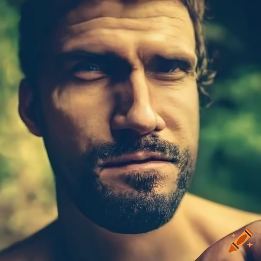 Rugged young man taking a selfie in nature on Craiyon