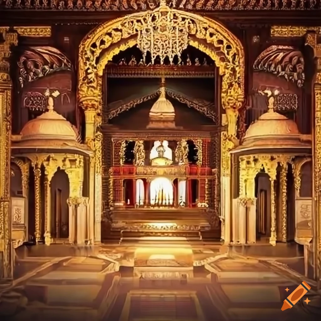 Interior of an Indian king's palace during a darbar on Craiyon