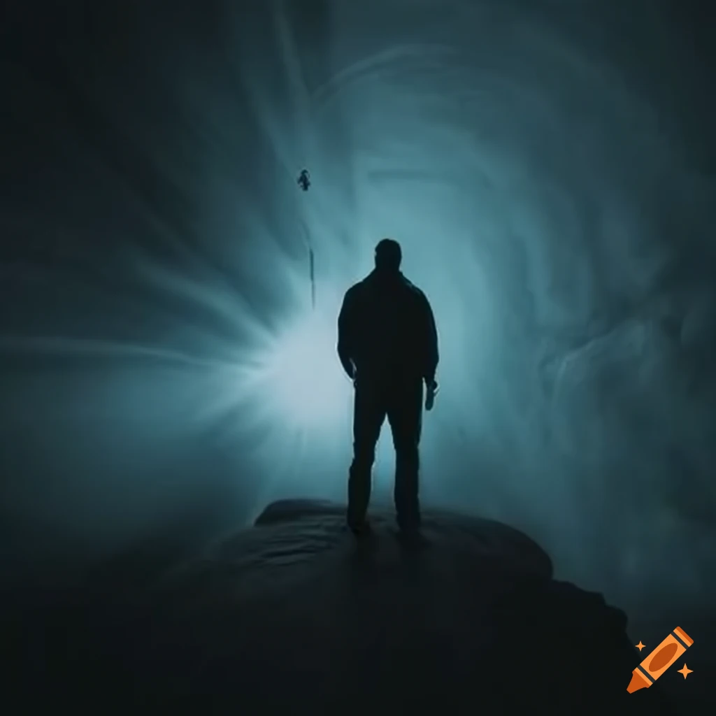 Man looking into the abyss on Craiyon