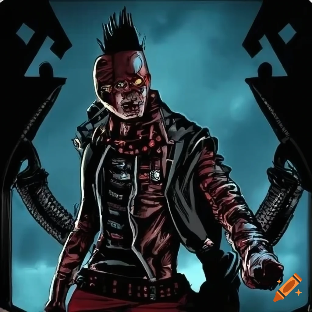 Android punk in a comic book style on Craiyon