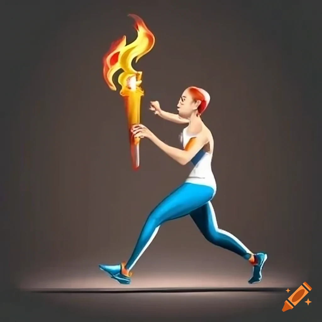 Runner athlete with small olympic torch on Craiyon