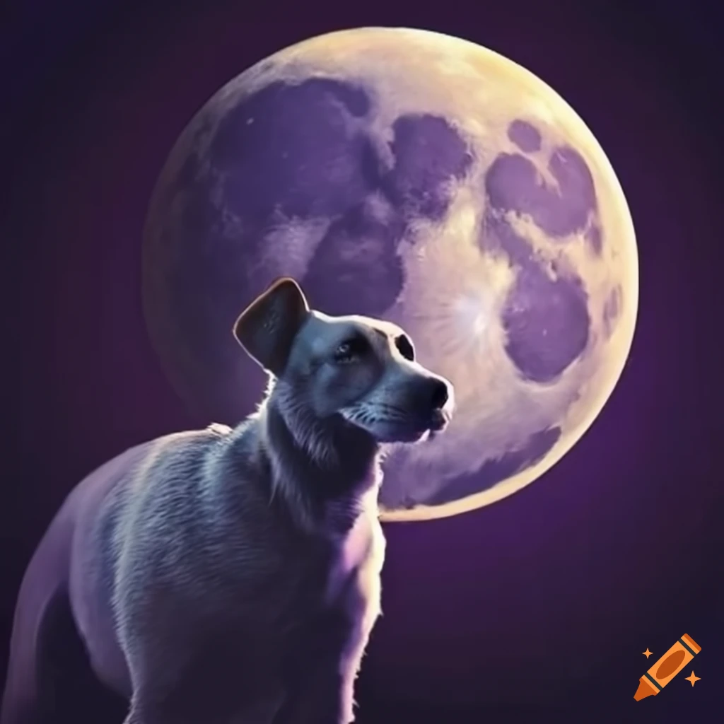 Dog sitting on the moon on Craiyon