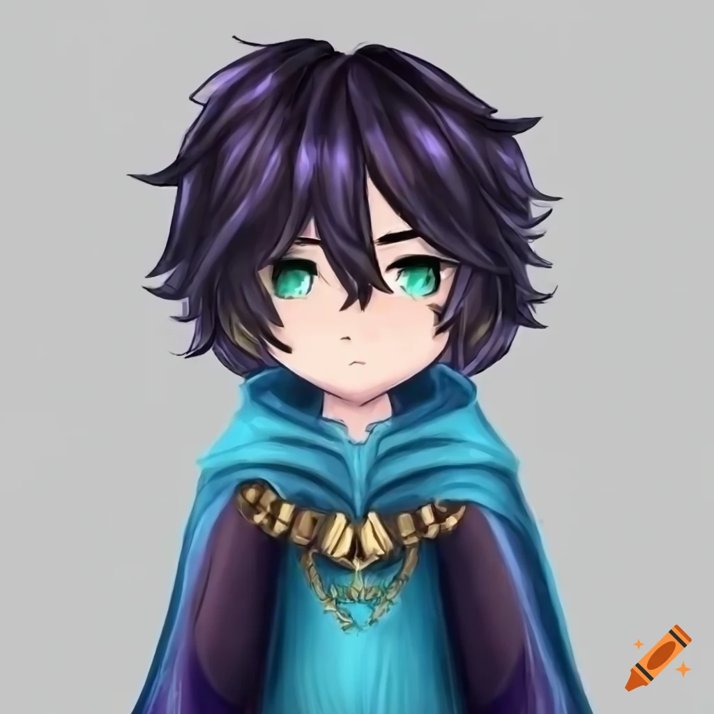 Chibi male wizard vtuber model in cloak on Craiyon