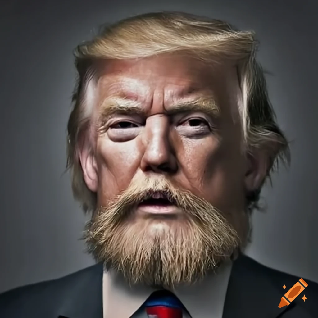 Satirical image of a bearded donald trump on Craiyon