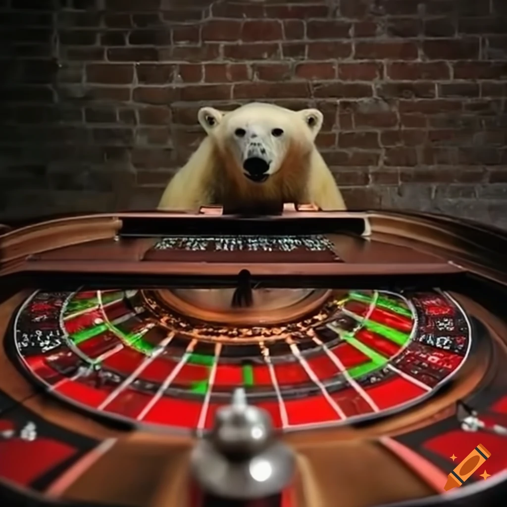 Polar bears playing roulette in a basement setting on Craiyon