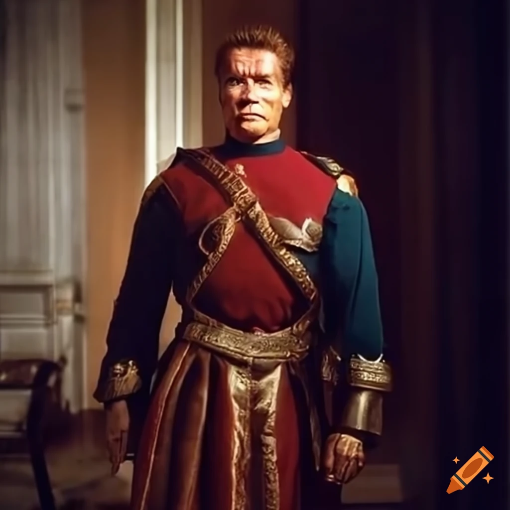 Arnold schwarzenegger dressed in peter i era clothing on Craiyon