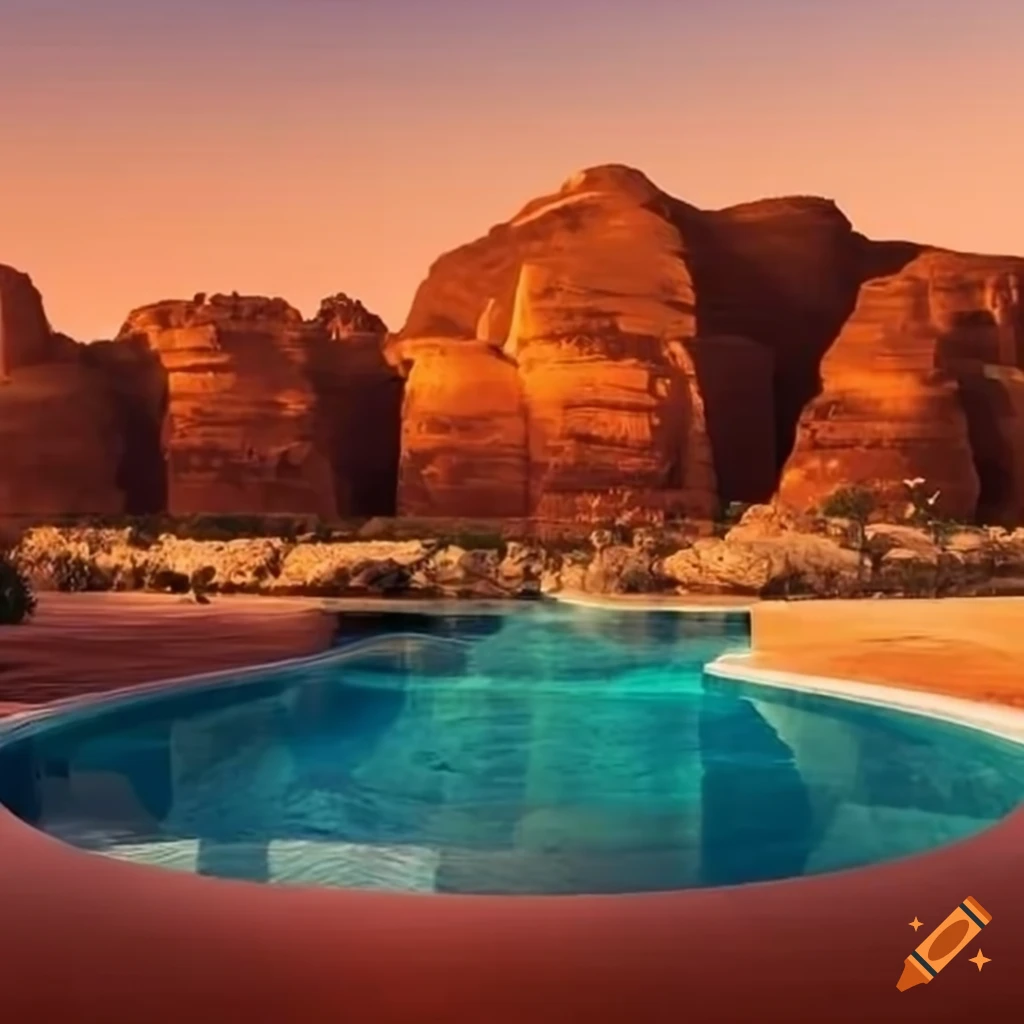 Resort with pool in alula on Craiyon