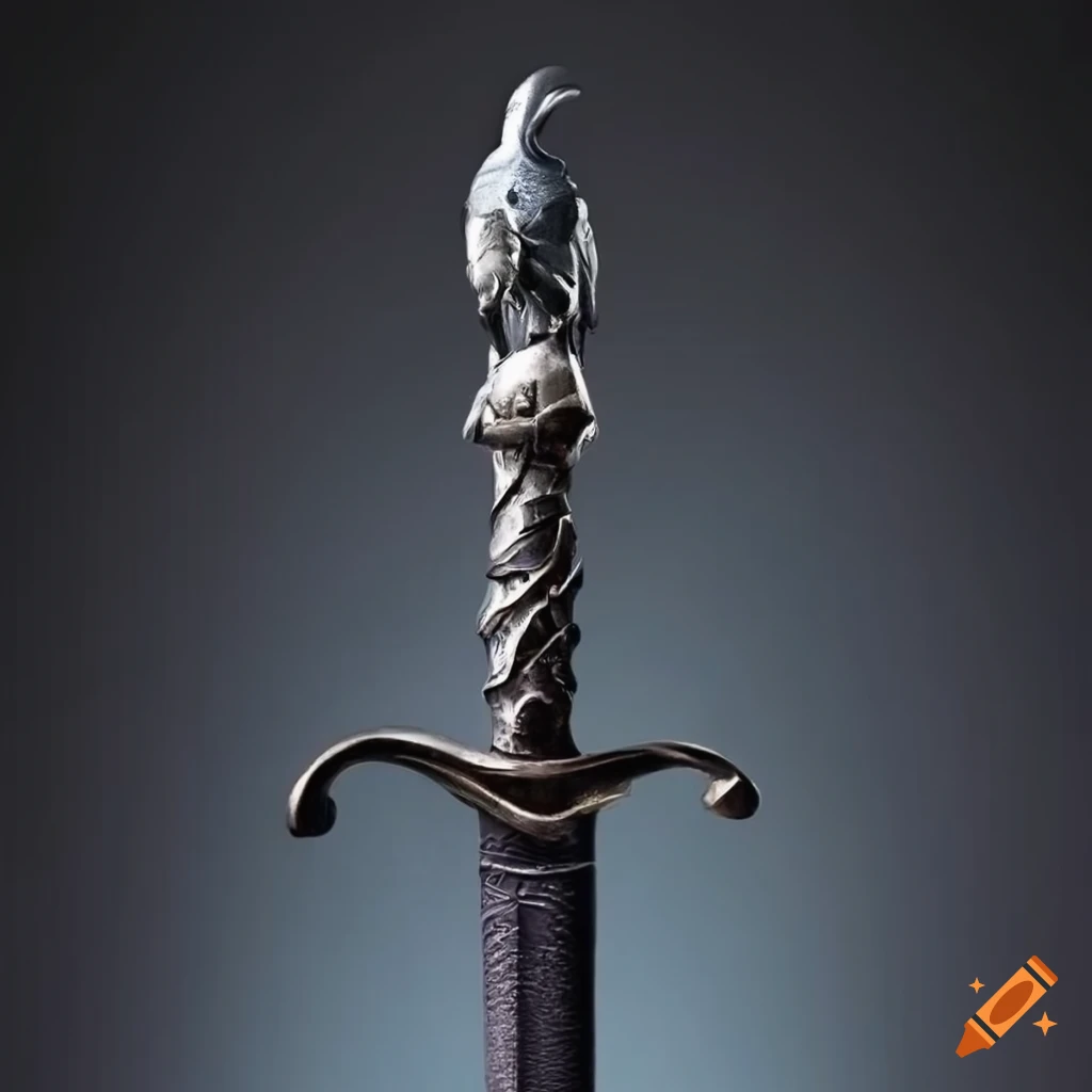 Raven-themed longsword hilt on Craiyon