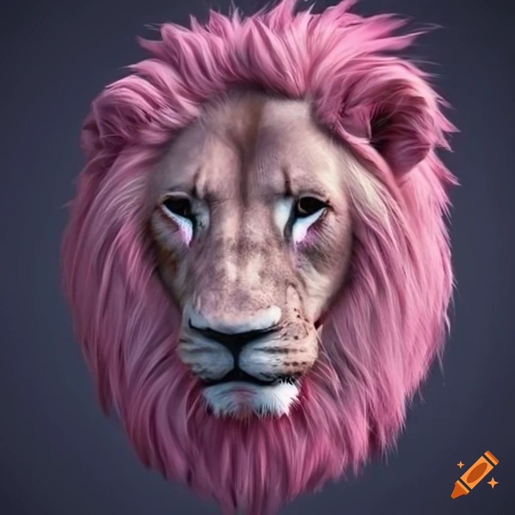 Pink lion head on Craiyon
