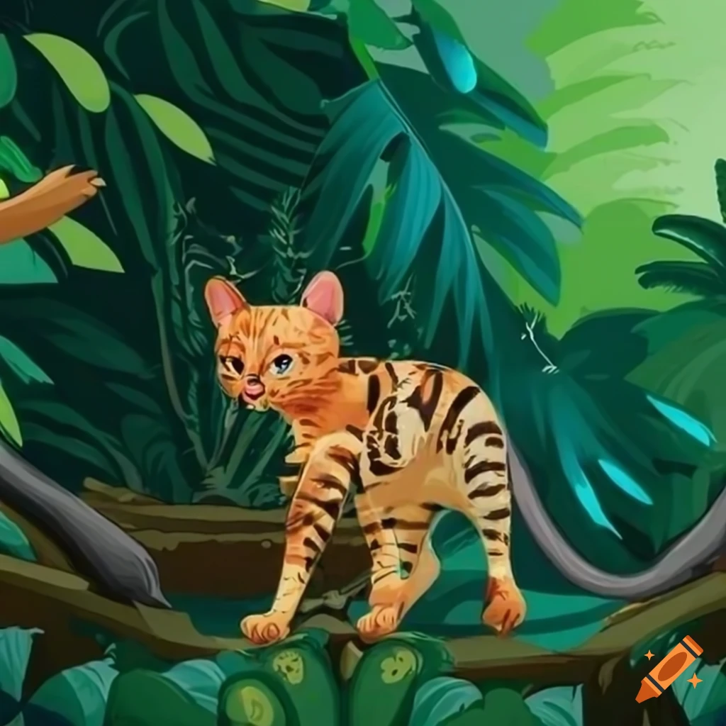 Jungle scene with jungle cats on Craiyon