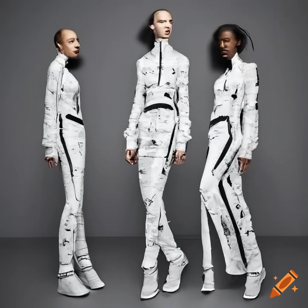 Thierry Mugler unisex black and white tracksuit with birch tree texture ...