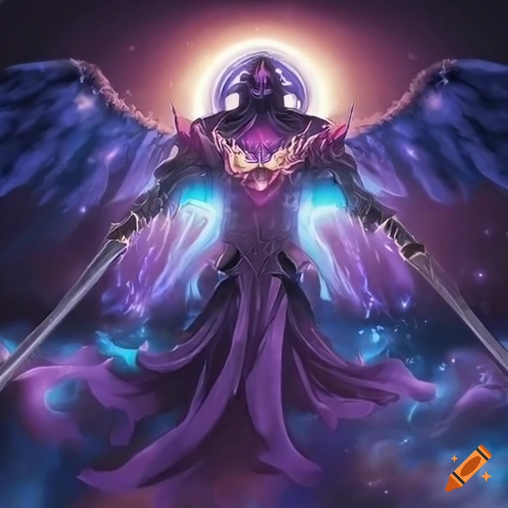 Seraph with a sword in the heavenly sky on Craiyon