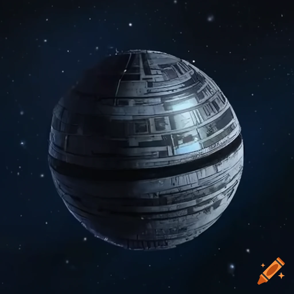 Space ball similar to death star in Star Wars surrounded by rocket ...