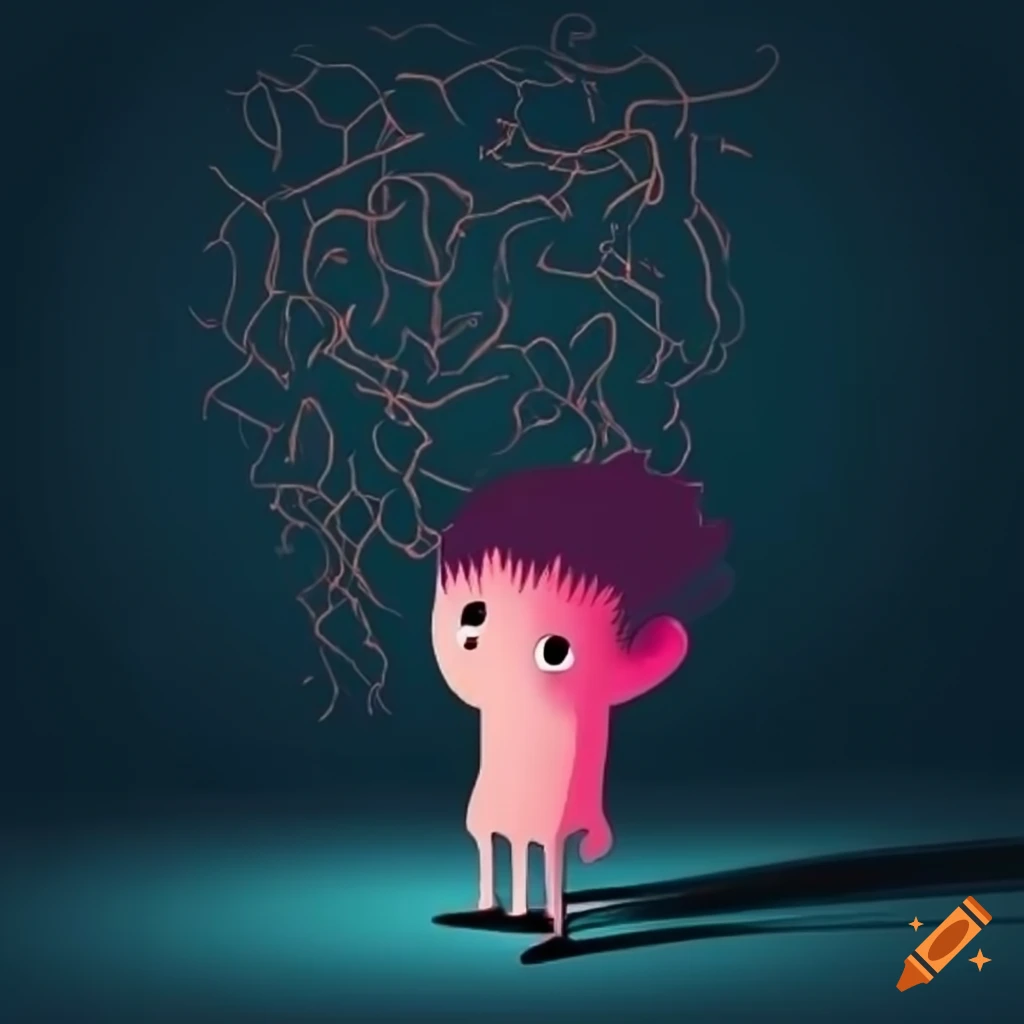 Abstract 2d character depicting depression on Craiyon