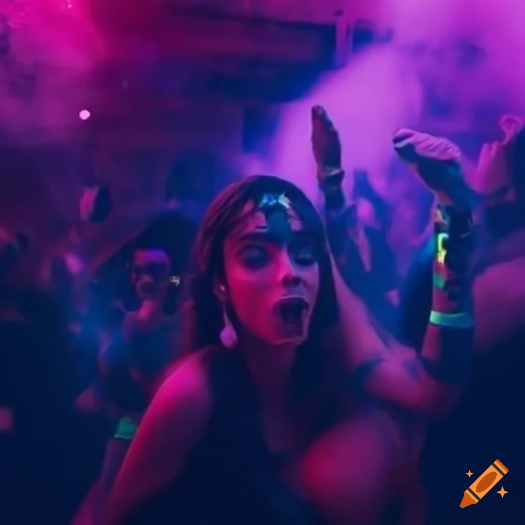 Rave party with text 'Send your photos/videos from the weekend!' on Craiyon