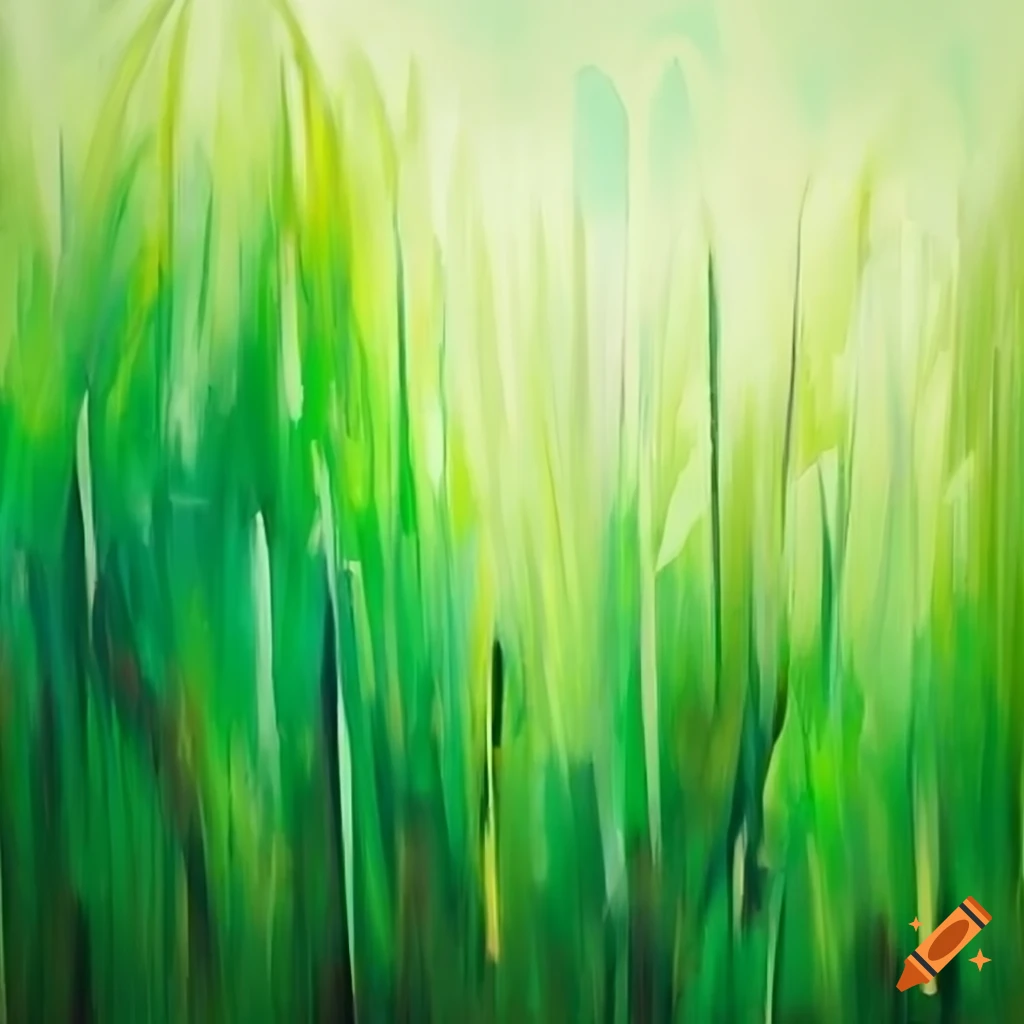 Abstract painting of tall green grass on Craiyon